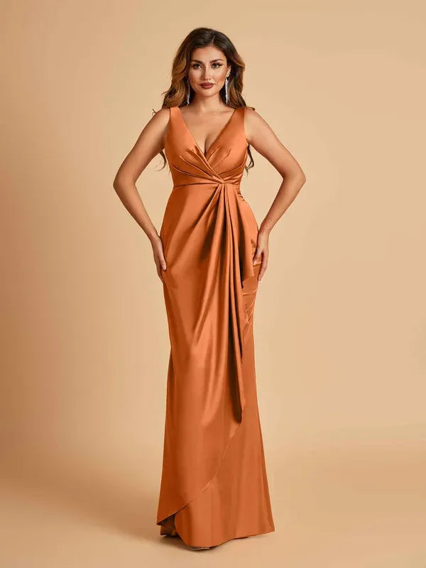 Burnt Orange Satin Prom Dresses (Express Delivery) – kiarelys